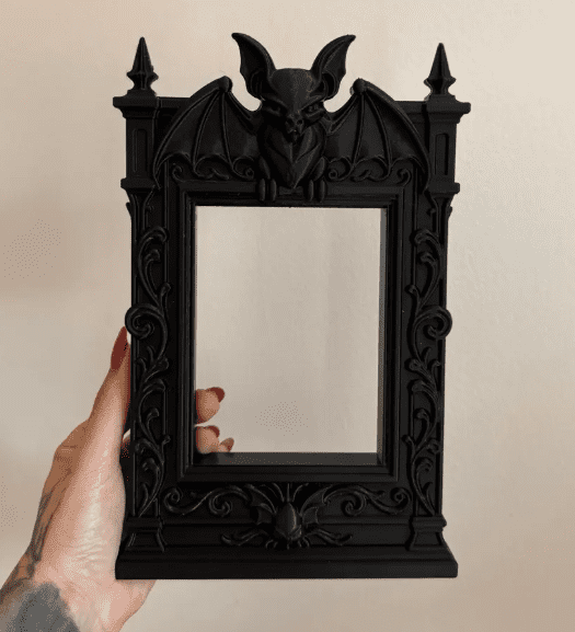 Halloween Gothic Bat Photo Frame Raven Wall Decor Baroque Black, Black ...