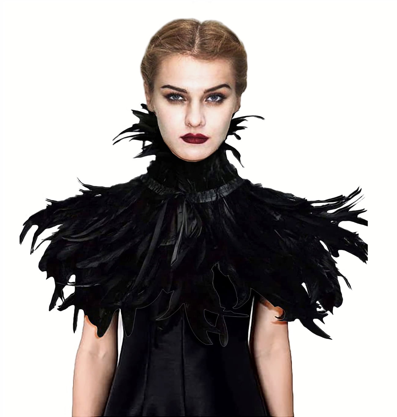 Halloween Gothic Feather Shawl Witch Bird Costume Feather Shrug Cape ...