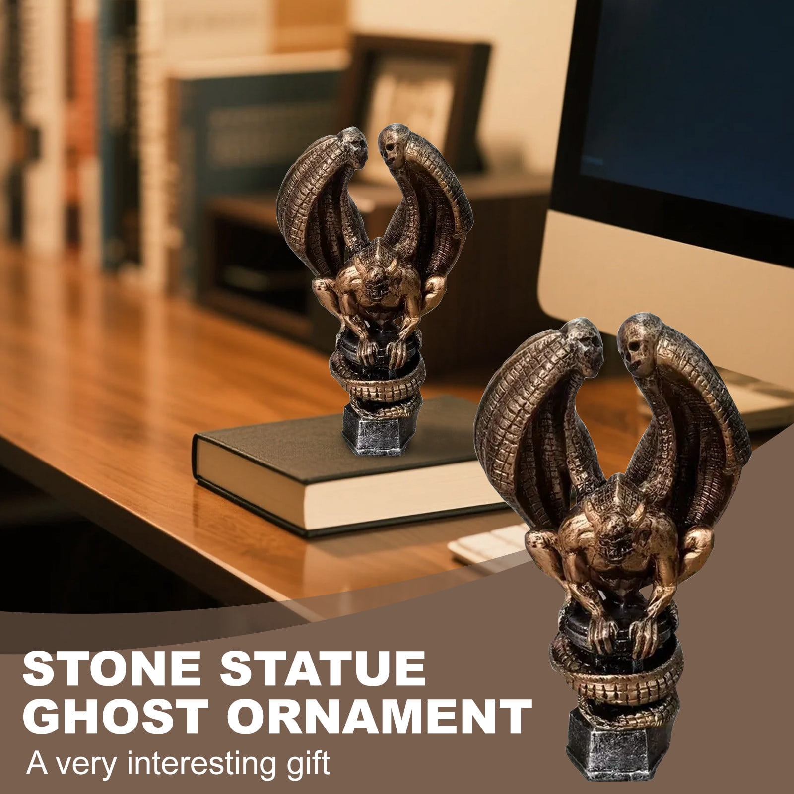 Halloween Gothic Gargoyle Statue - Lifelike Halloween Resin Decor for ...