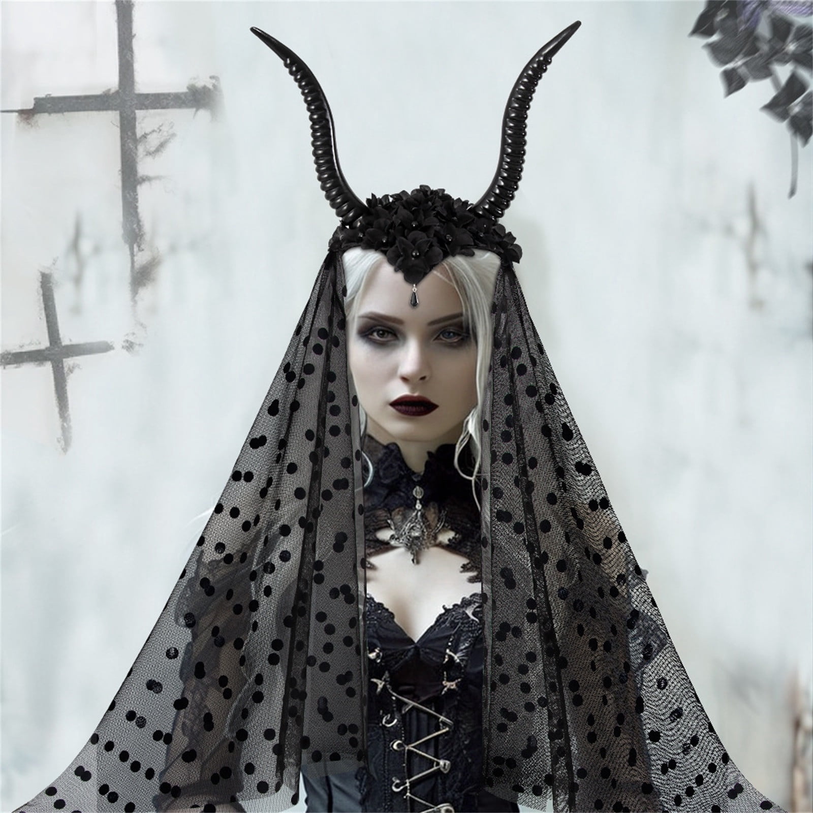 Halloween Gothic Queen Horn Headband – Dark Demon Horns with Black ...