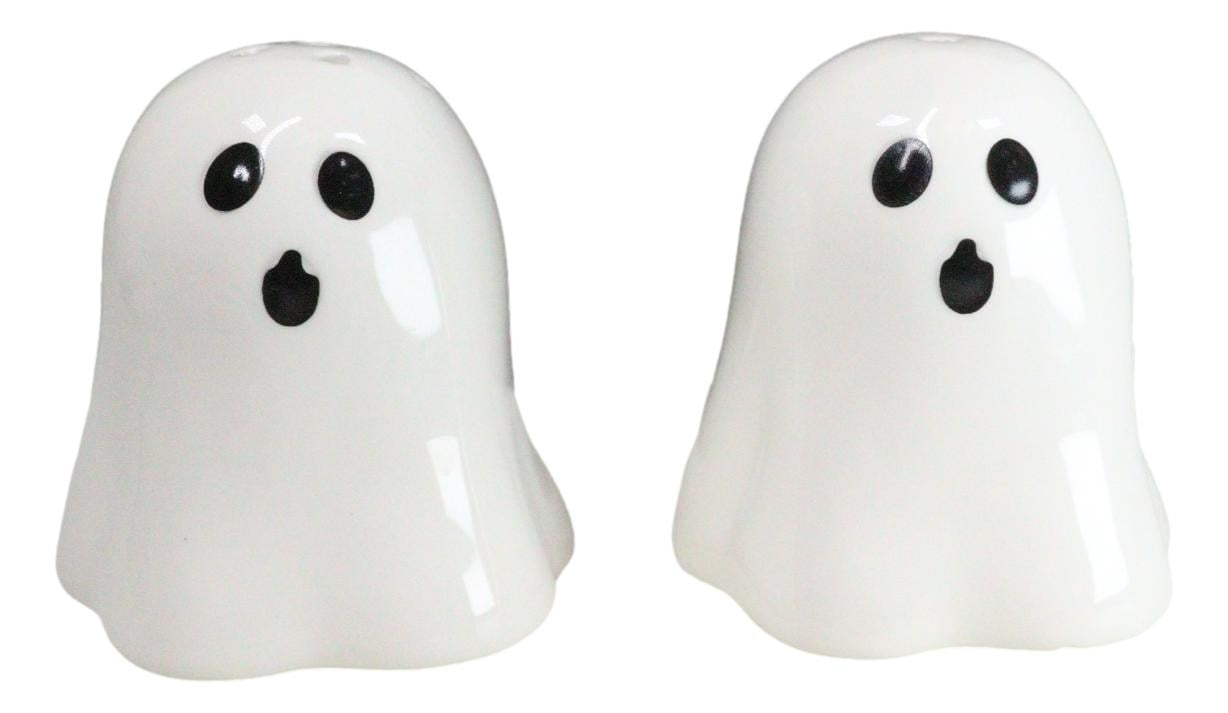 Halloween Gothic Spooky White Cloaked Ghosts Ceramic Salt And Pepper ...