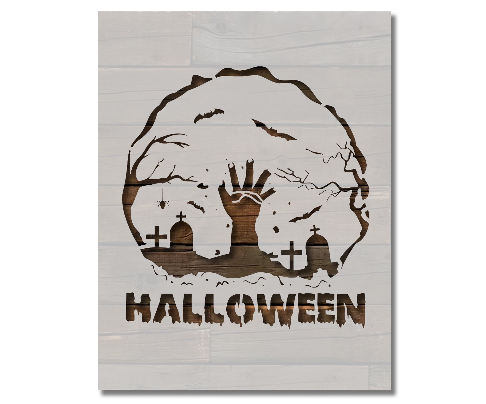 Halloween Graveyard Cemetery Zombie Hands Stencil Template Reusable 8.5 ...