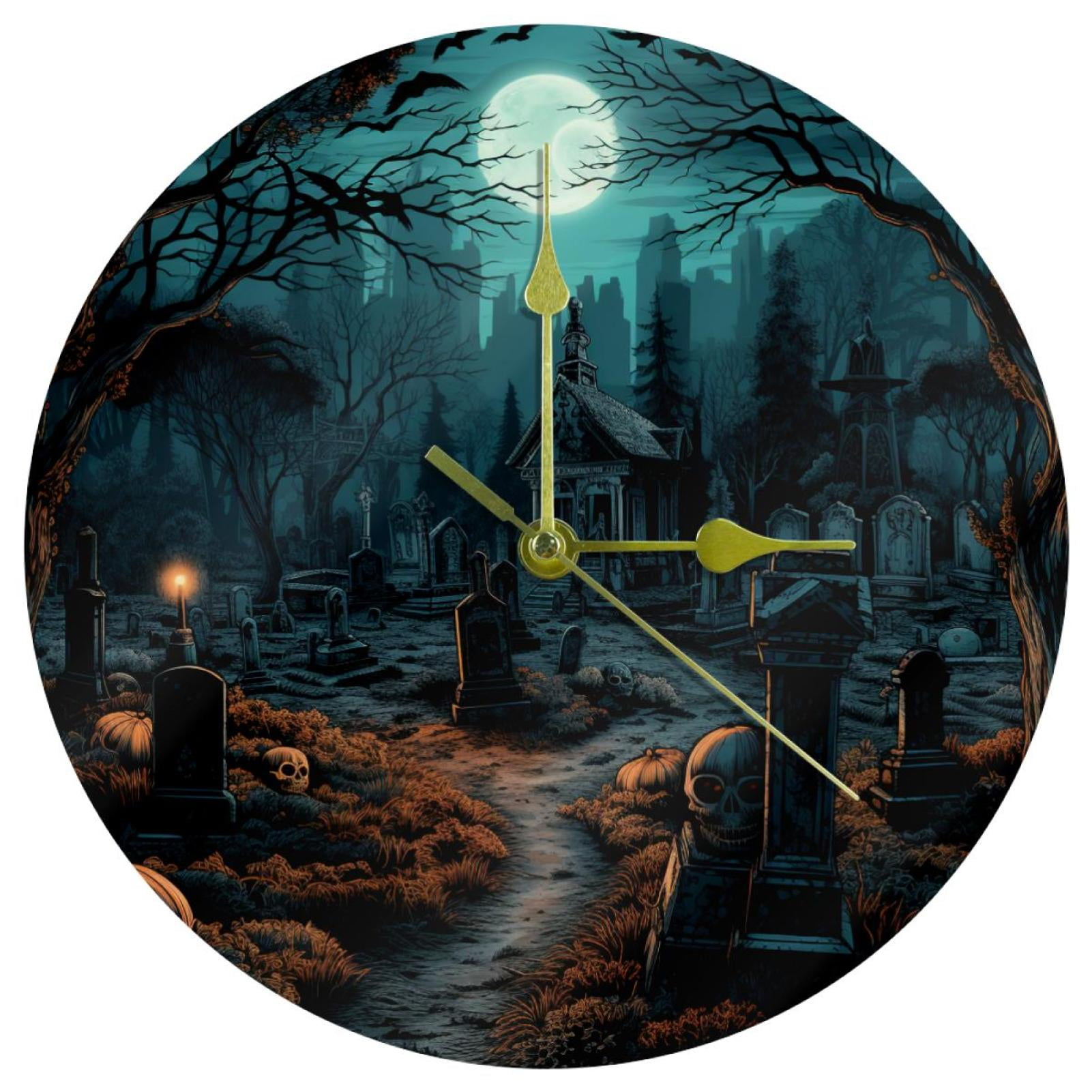 Halloween Graveyard Circular Acrylic Wall Clock - Stylish Home Decor ...