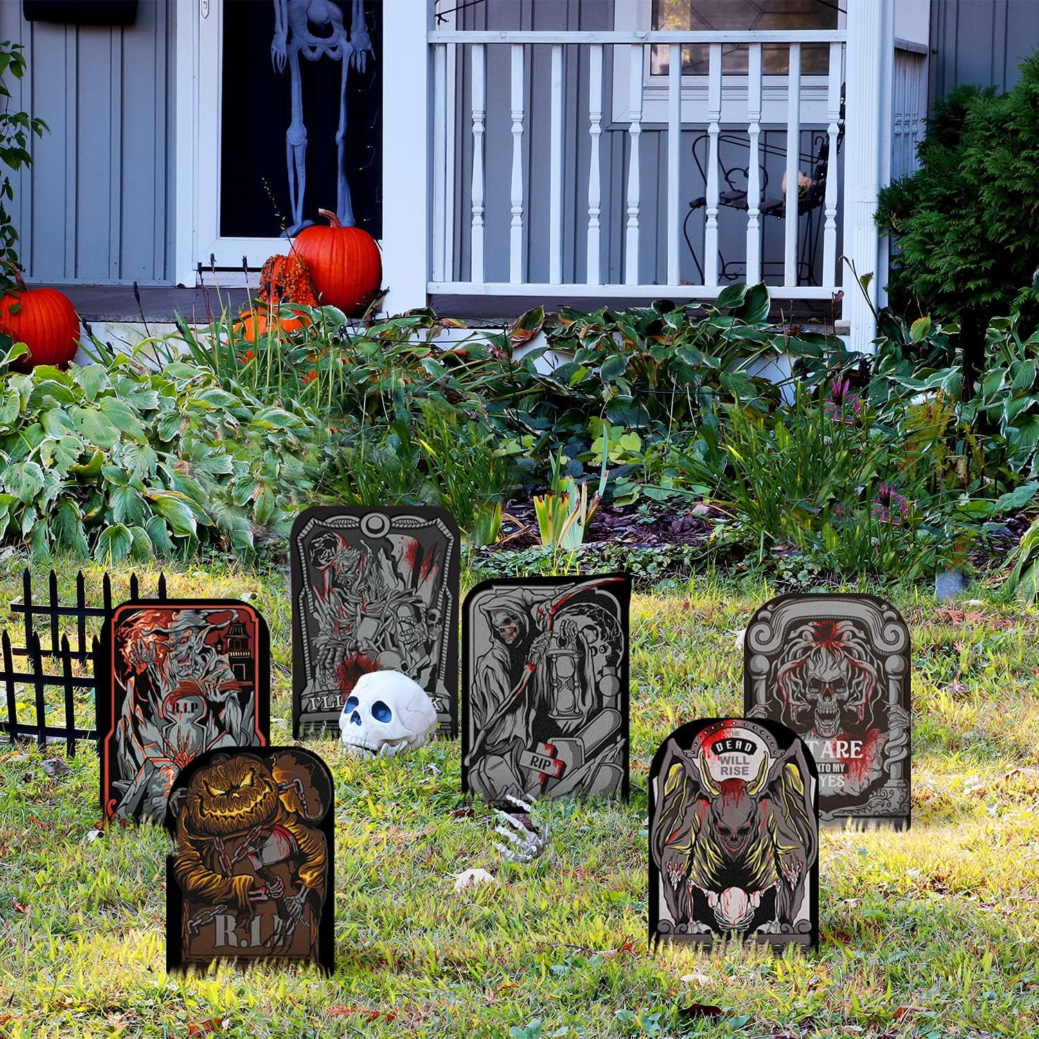 Halloween Graveyard Decorations, Grave Tombstones Cemetery Signs, with ...