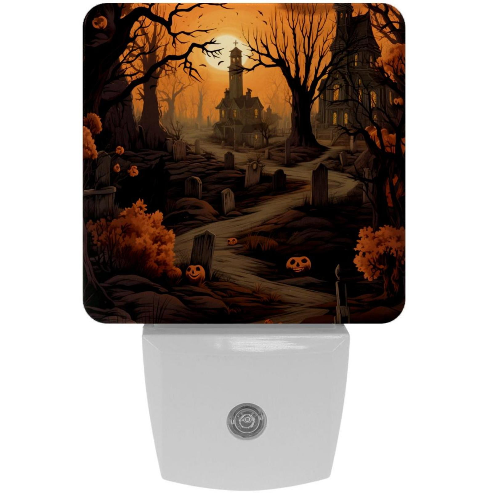 Halloween Graveyard LED Square Night Light for Bedroom and Bathroom ...