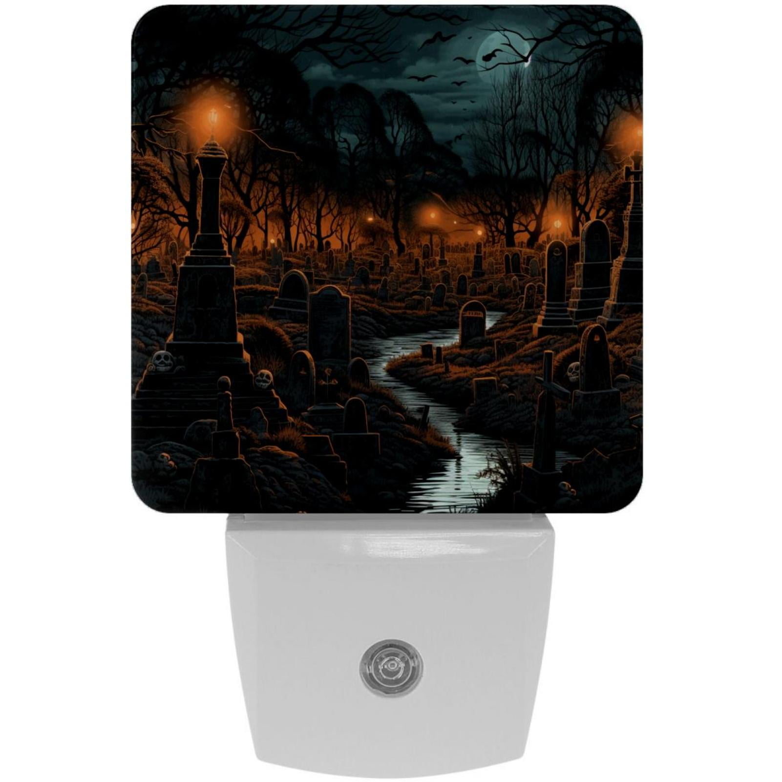 Halloween Graveyard LED Square Night Lights - Modern and Versatile Plug ...