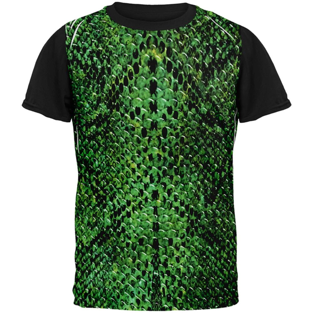 Halloween Green Snake Snakeskin Costume All Over Mens Black Back T ...