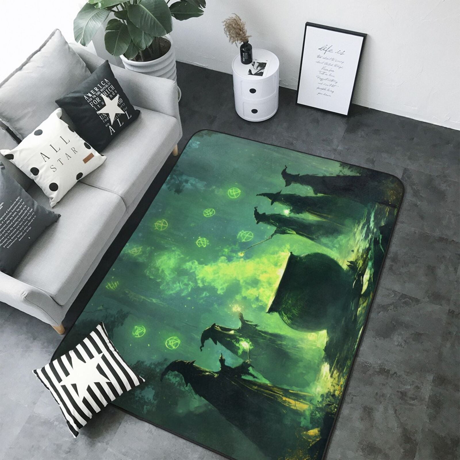 Halloween Green Witch Area Rugs for Living Room Bedroom, 5x7 Soft Throw ...