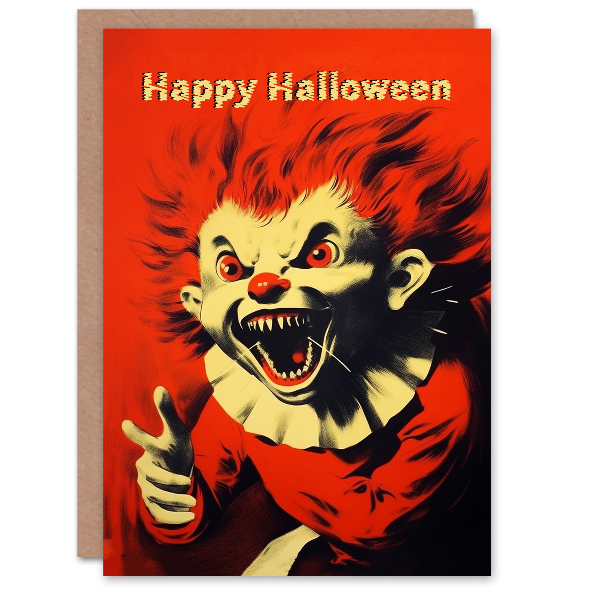 Halloween Greeting Card Scary Clown Red Horror Monster For Him Her ...