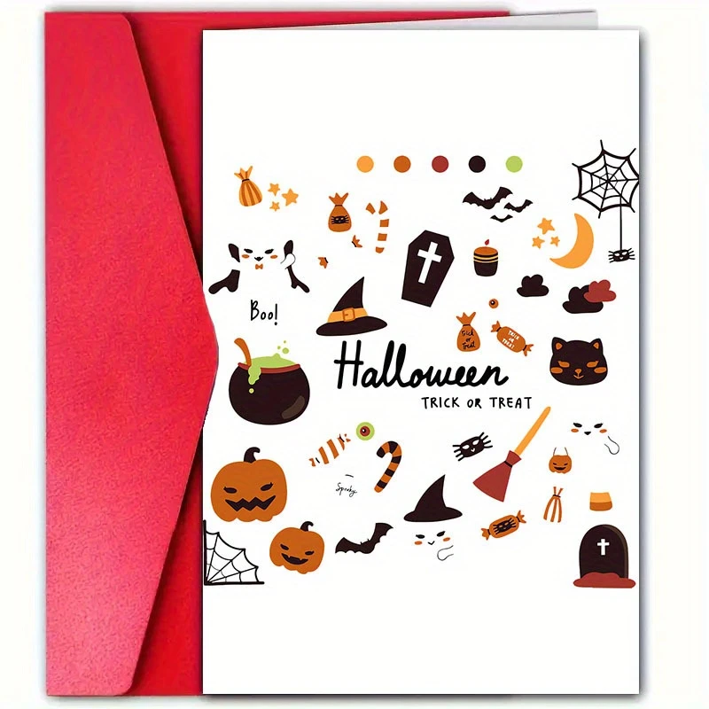 Halloween Greeting Card - "Trick or Treat" Design with Fun Graphics ...