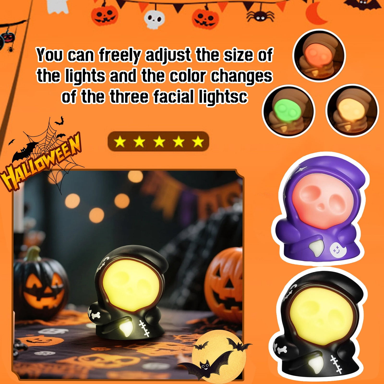 Halloween Grim Reaper LED Night Light – Cool Spooky Indoor Decoration ...