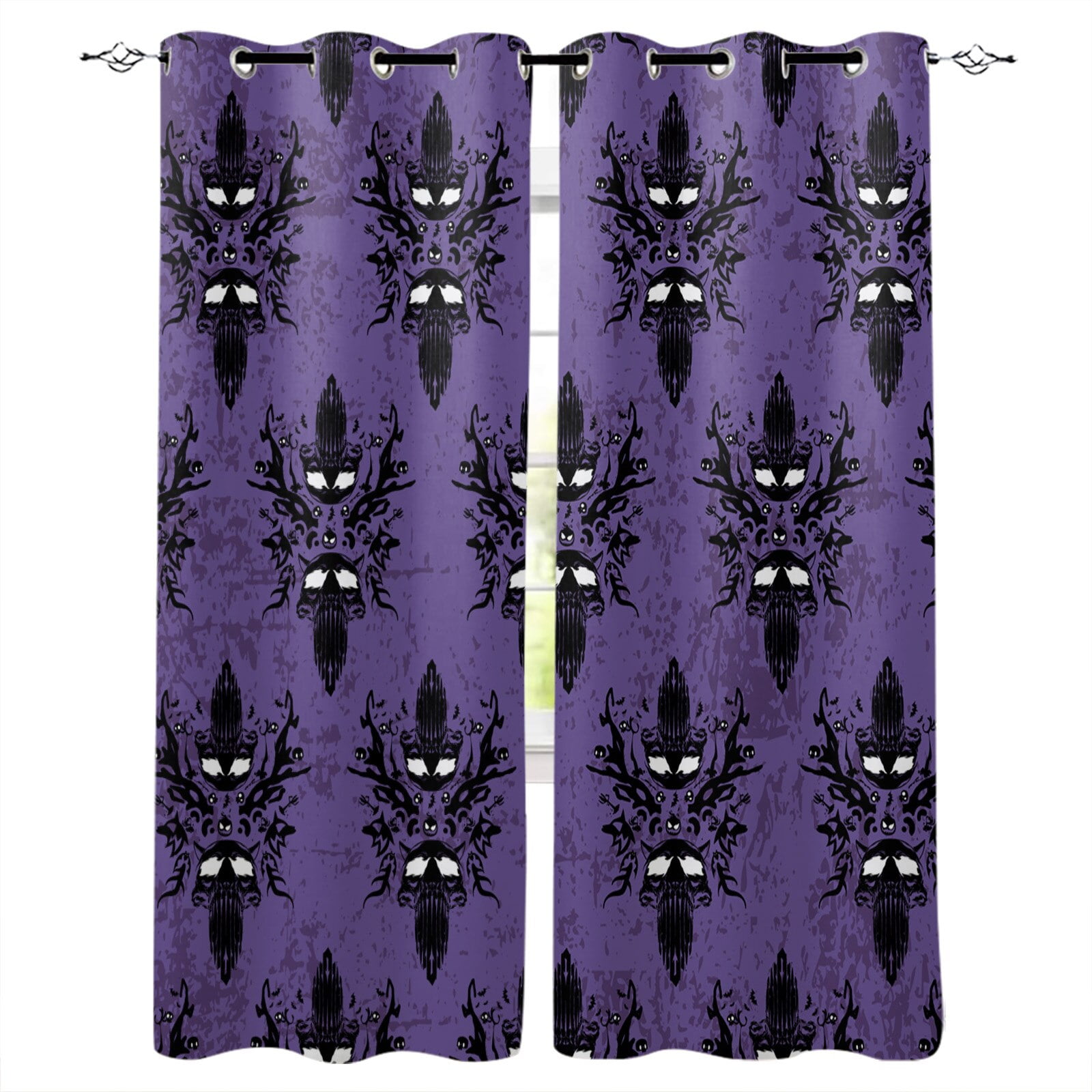 Halloween Grimace Haunted Mansion Window Treatments Living Room Purple ...