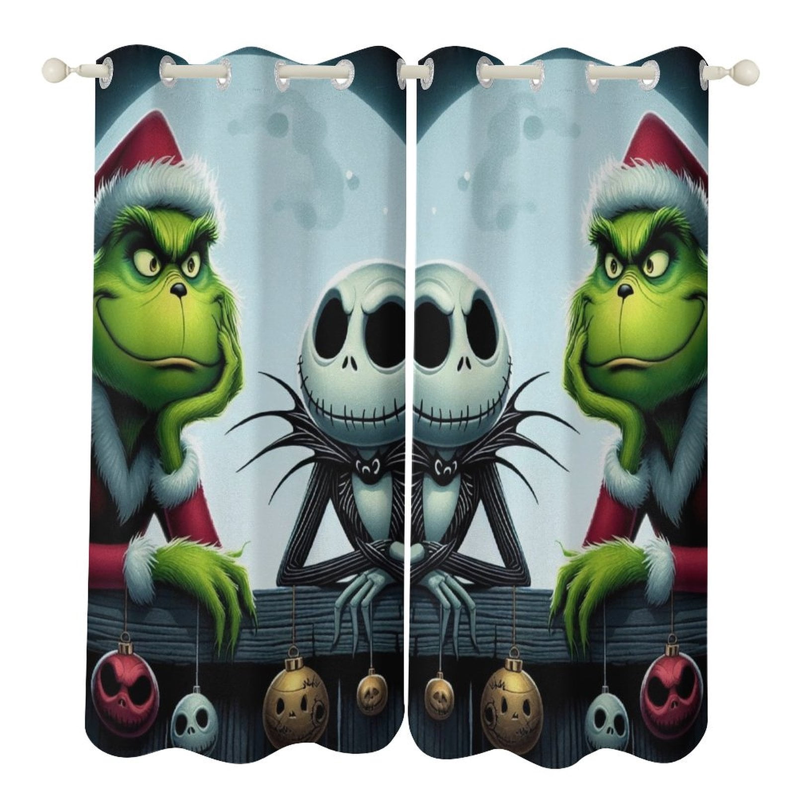 Halloween Grinch Curtains 84 inch,2 Panels Set,100% Blackout Curtain ...