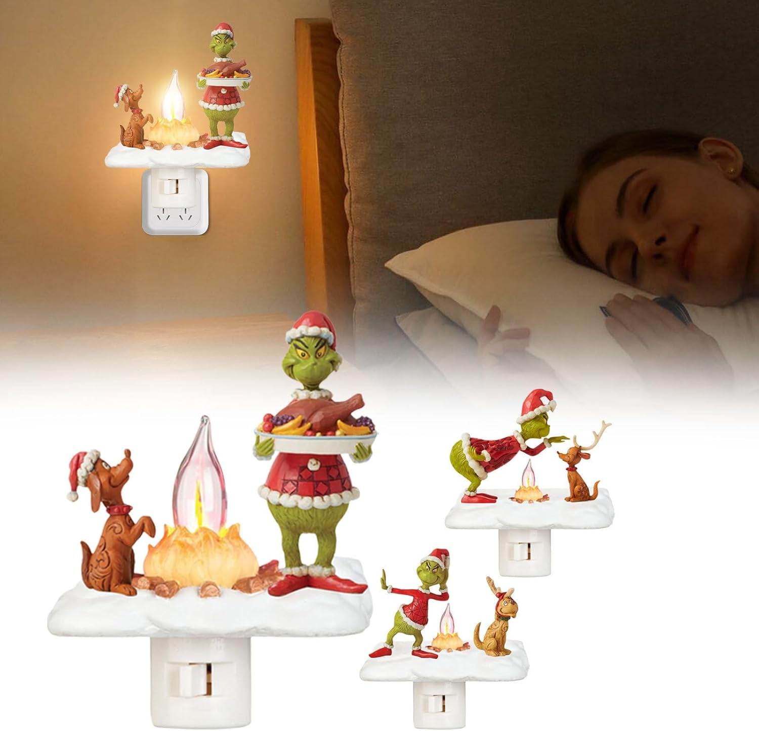 Halloween Grinch Flickering Night Light Grinch Decorations Clearance ...