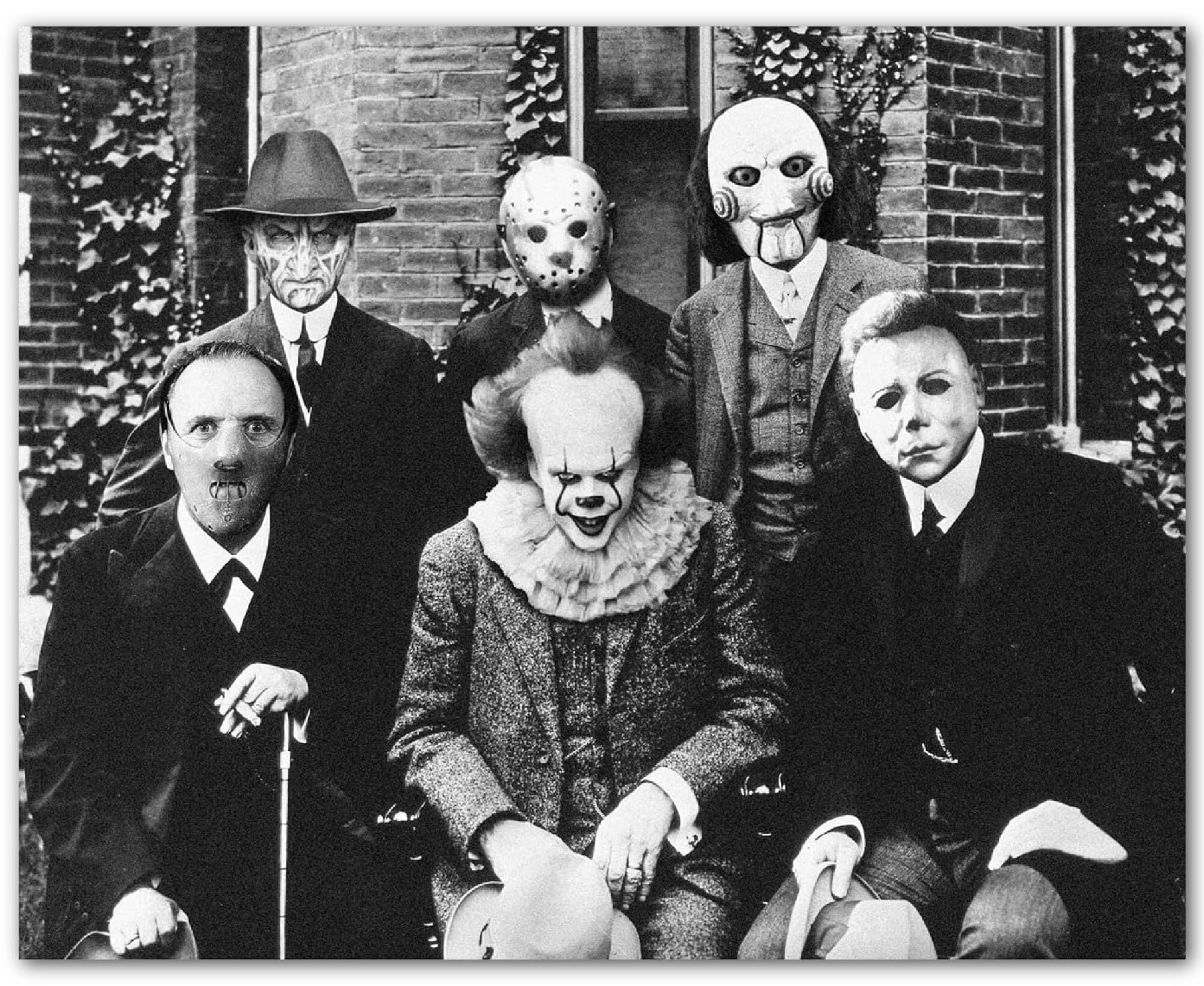 Halloween Groupie Spooky Horror Movie Villains Wall Art Decor, Rustic ...