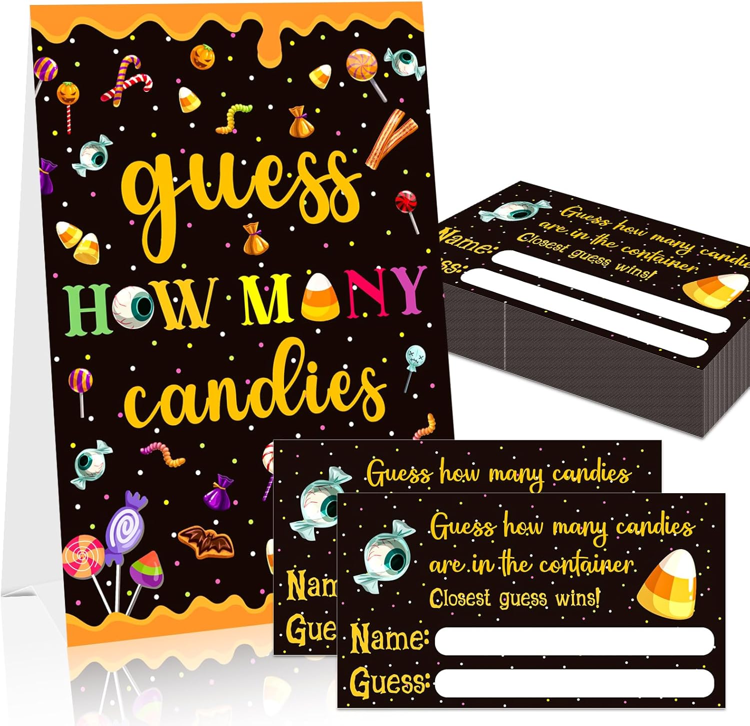 Halloween Guess How Many Candies Game - Guess How Many Candy Party Game ...