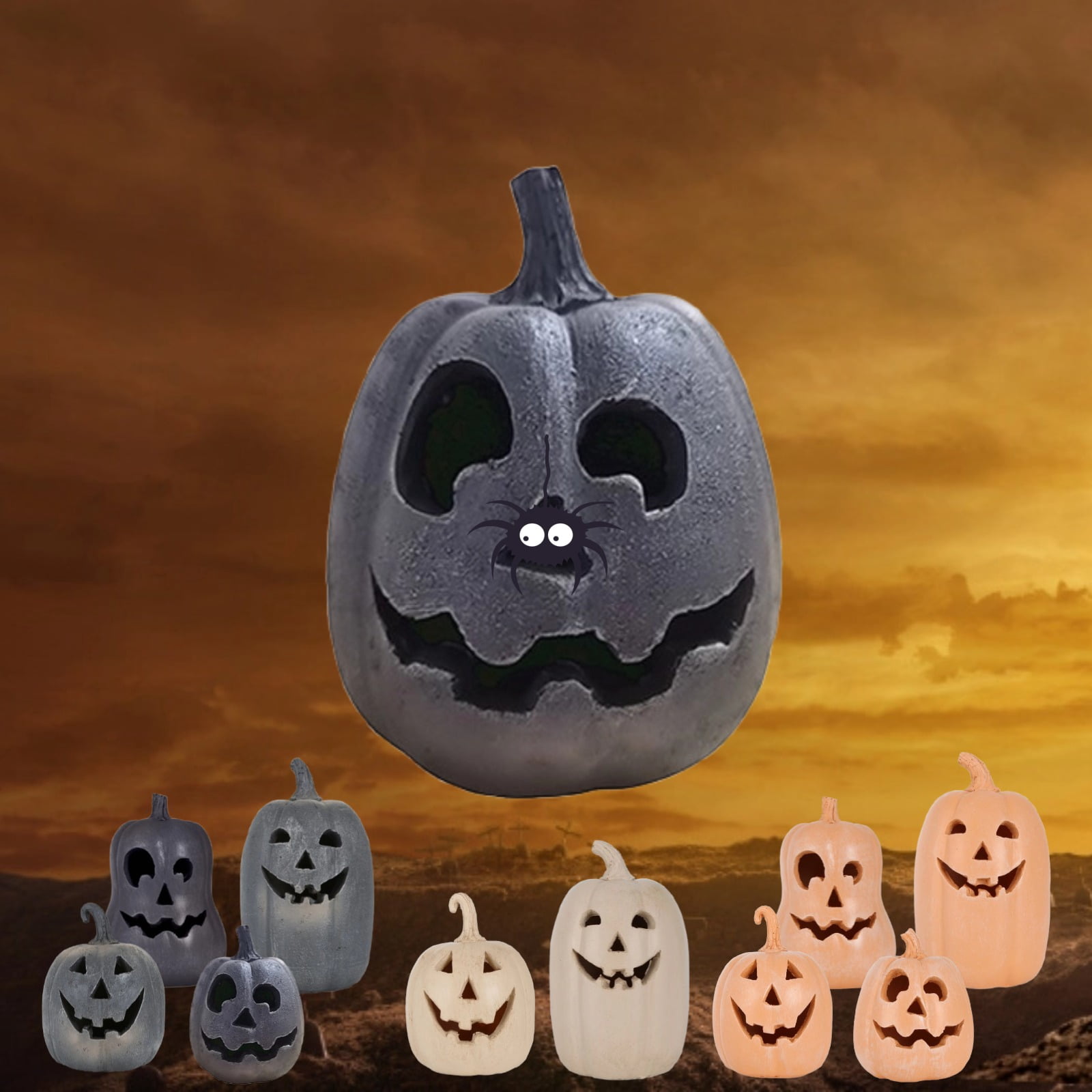 Halloween Handcrafted Jack-O'-Lantern, Artisanal Kiln-Fired Pumpkin ...