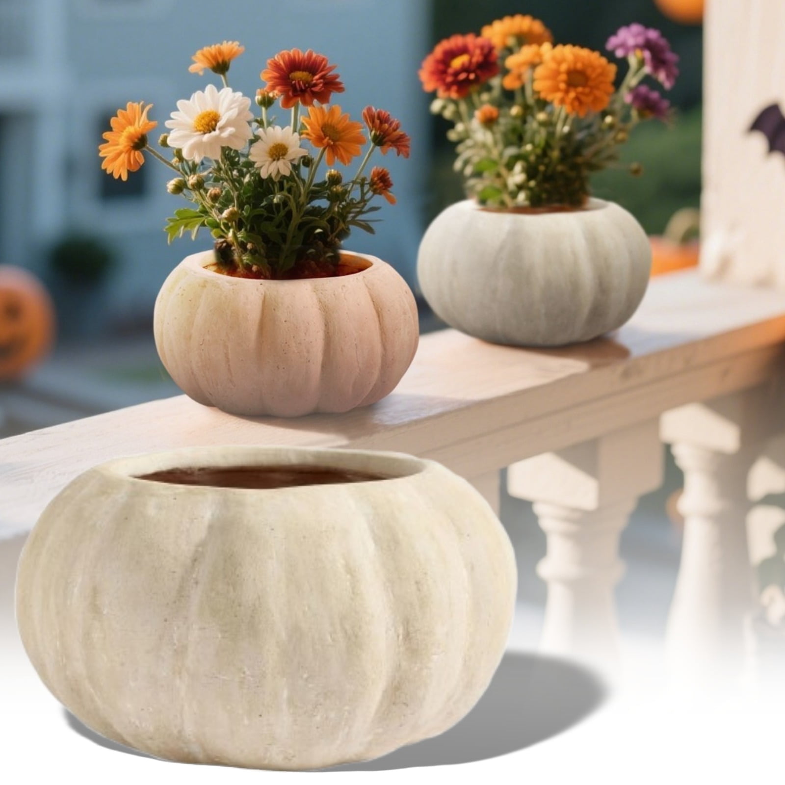 Halloween Handmade Terracotta Pumpkin Planter - Rustic Flower Pot for ...