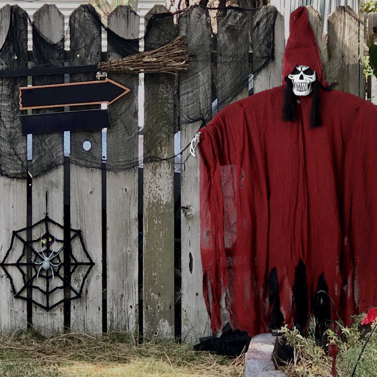 Halloween Hanging, 5.5 Ft Large Life Size Halloween Prop Skull With LED ...