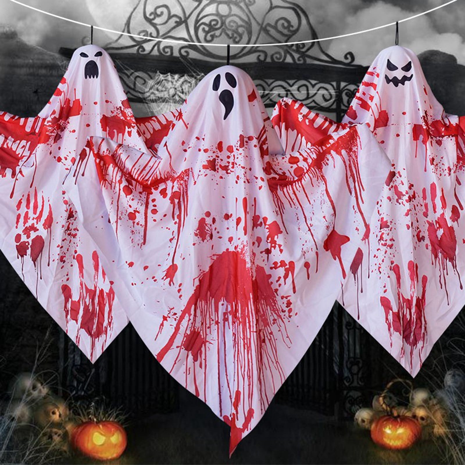 Halloween Hanging Bloody Ghost Decorations, Set of 3 Spooky Scary ...