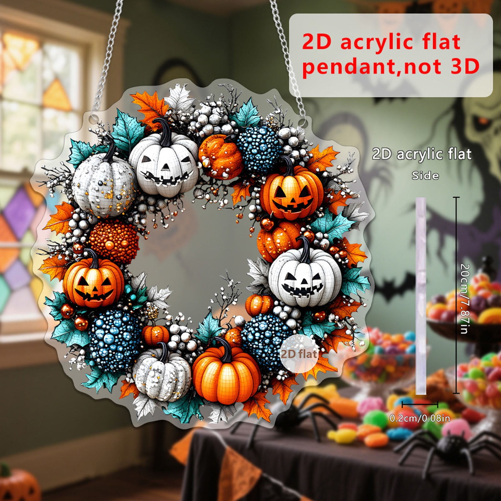 Halloween Hanging Decorations - Bats Pumpkin Skull 2D Acrylic Window ...