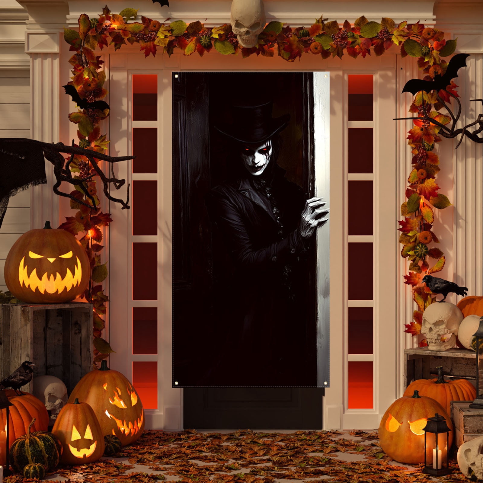 Halloween Hanging Door Cover, Horror Halloween Witch Door Protector ...