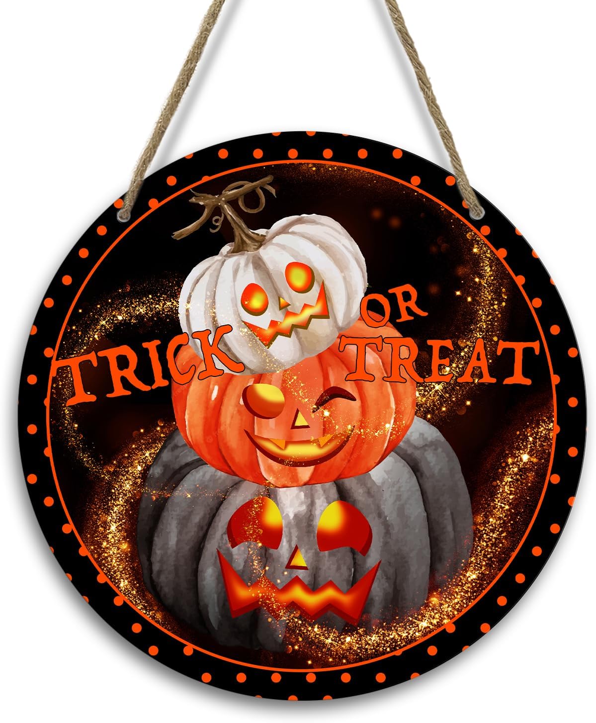 Halloween Hanging Door Wall Decor Wooden Plaque, Trick Or Treat Sign ...