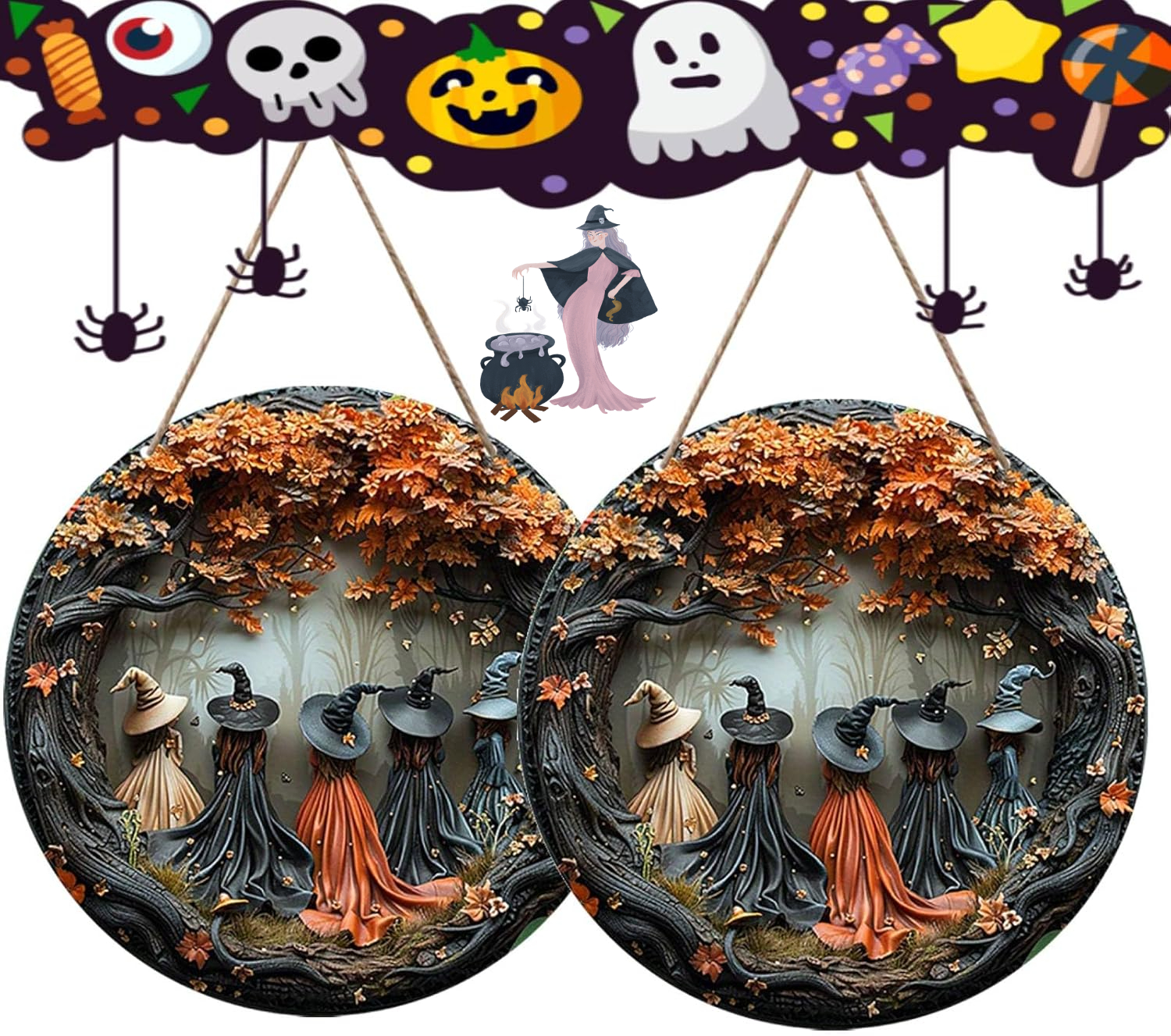 Halloween Hanging Door Wooden Wall Decor Sign, 2025 New Handmade ...