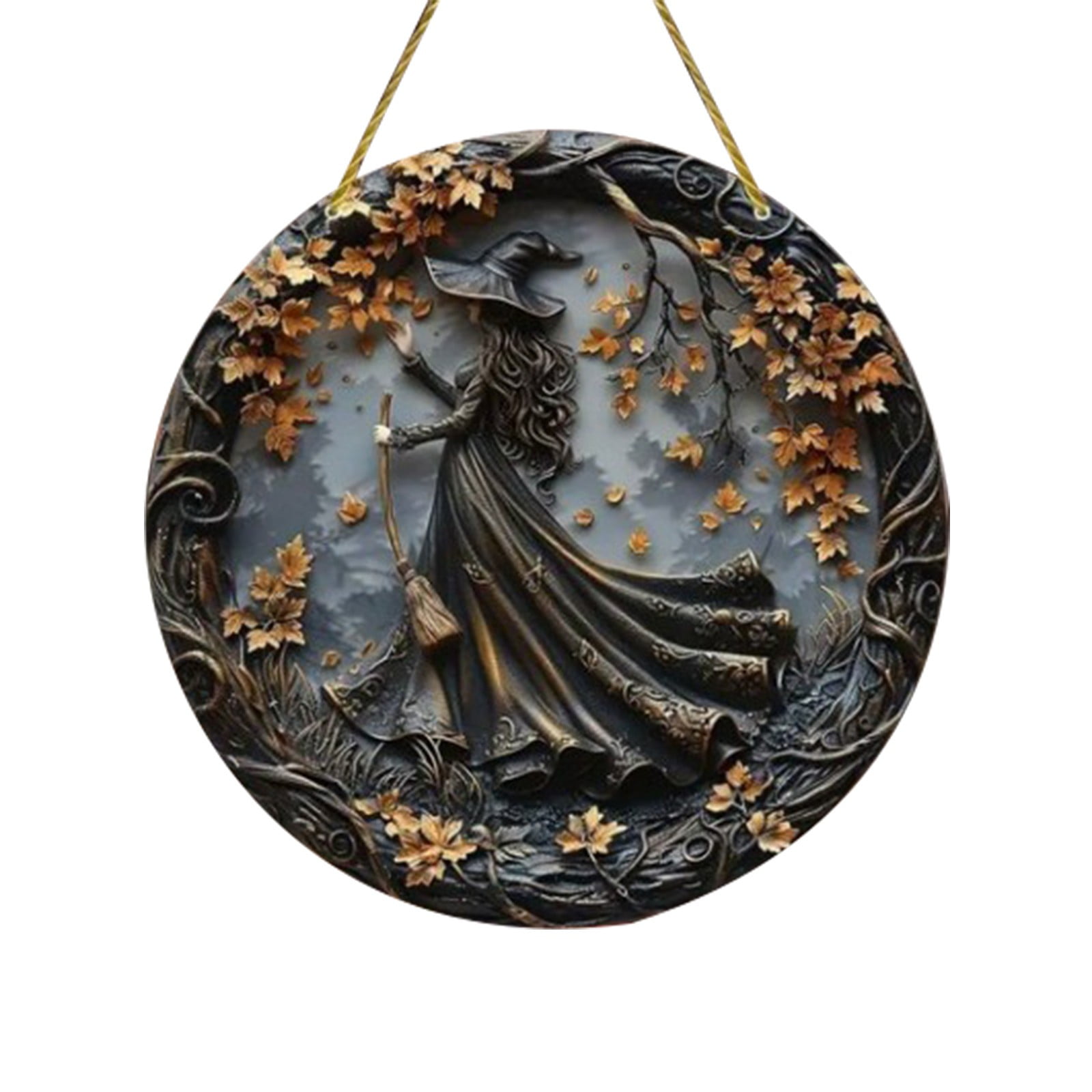 Halloween Hanging Door Wooden Wall Decor Sign, Creative Round Door Sign ...