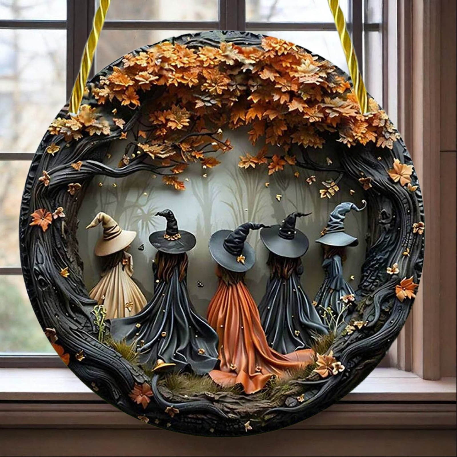 Halloween Hanging Door Wooden Wall Decor Sign, Creative Round Door Sign ...