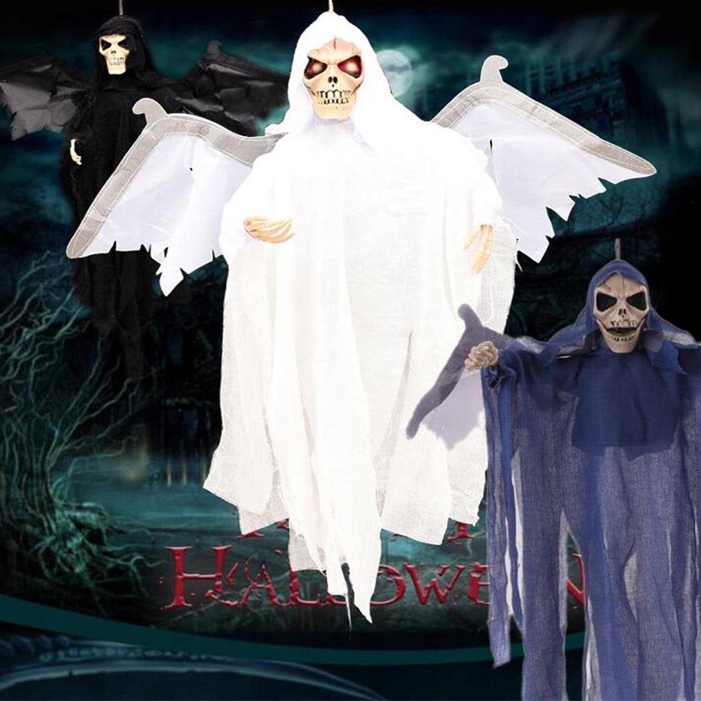 Halloween Hanging Ghost, Animated Halloween Decoration, Light-Up Red ...