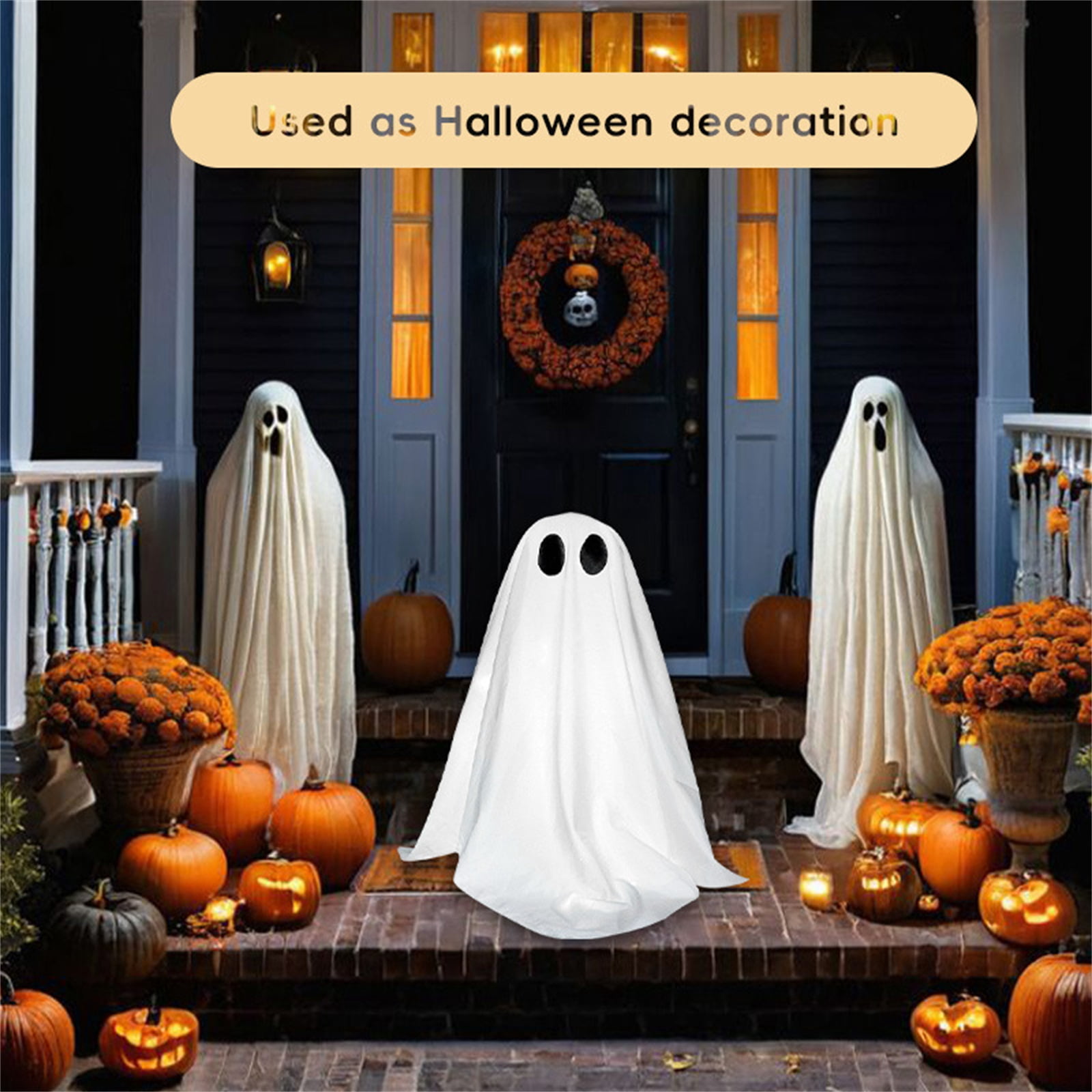 Halloween Hanging Ghost Decoration Kit with LED Light, Large White ...