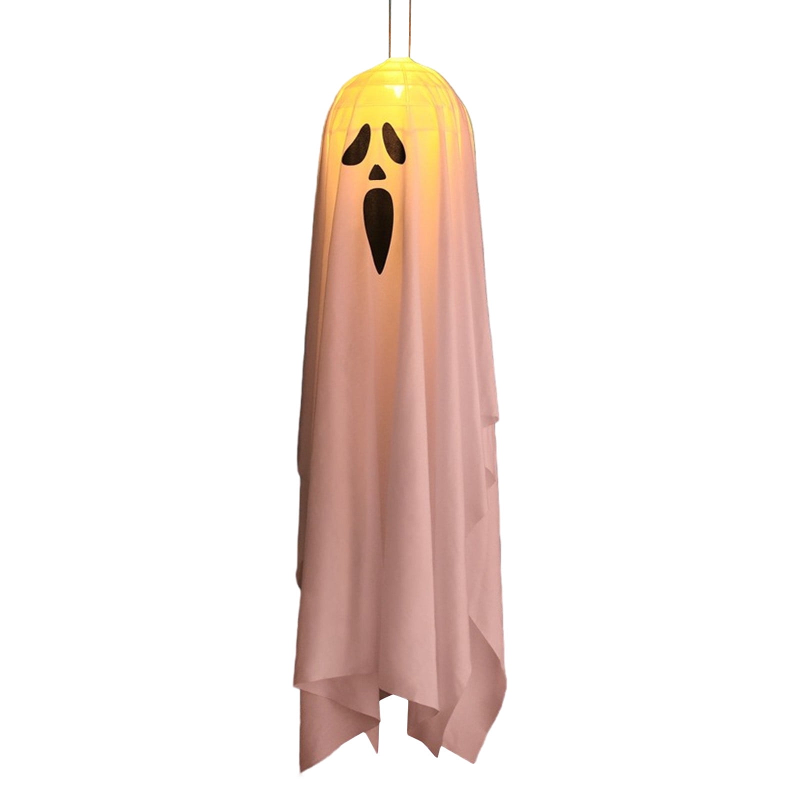 Halloween Hanging Ghost Decoration with LED Light, Orange Floating ...