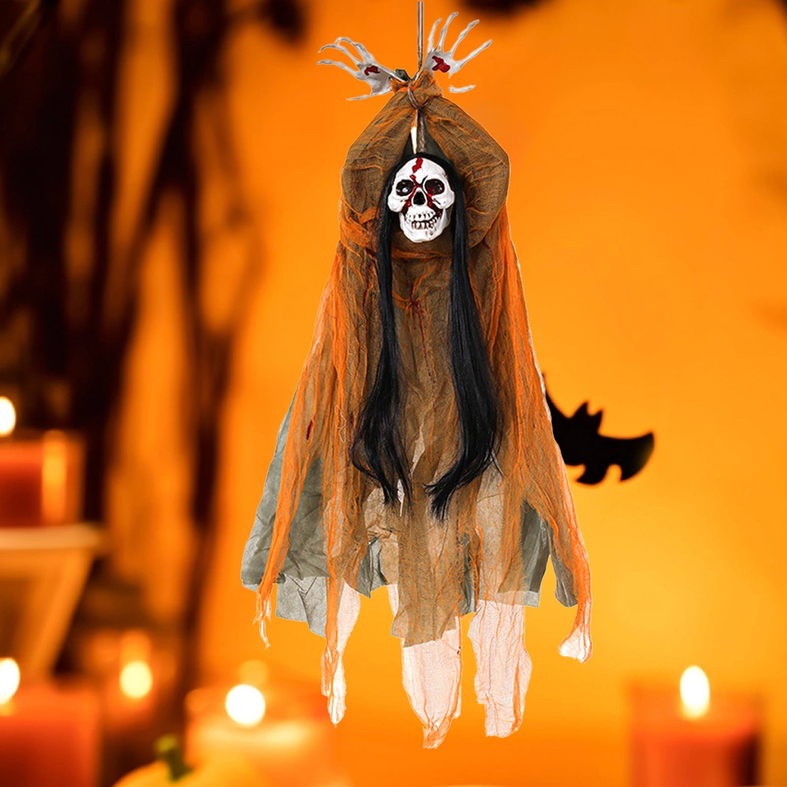 Halloween Hanging Ghost Face Skeleton Decor, Horror Party Prop, Spooky ...