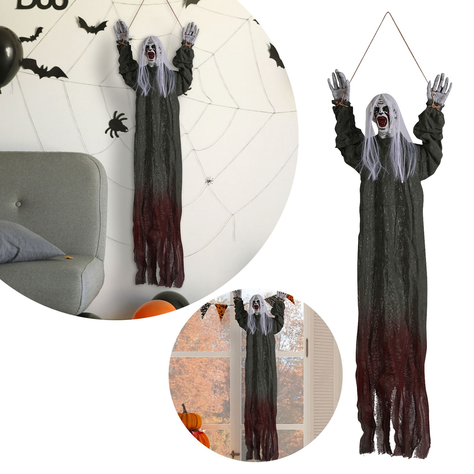 Halloween Hanging Ghost Ghoul Decoration Scary Flying Witch Grim ...
