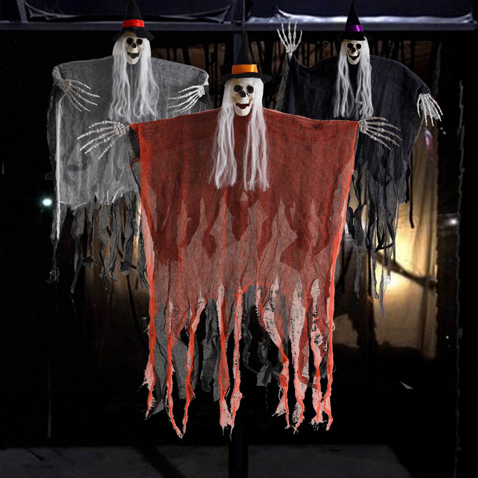 Halloween Hanging Ghost Skull Gauze Hanging Decor Secret Room Haunted ...
