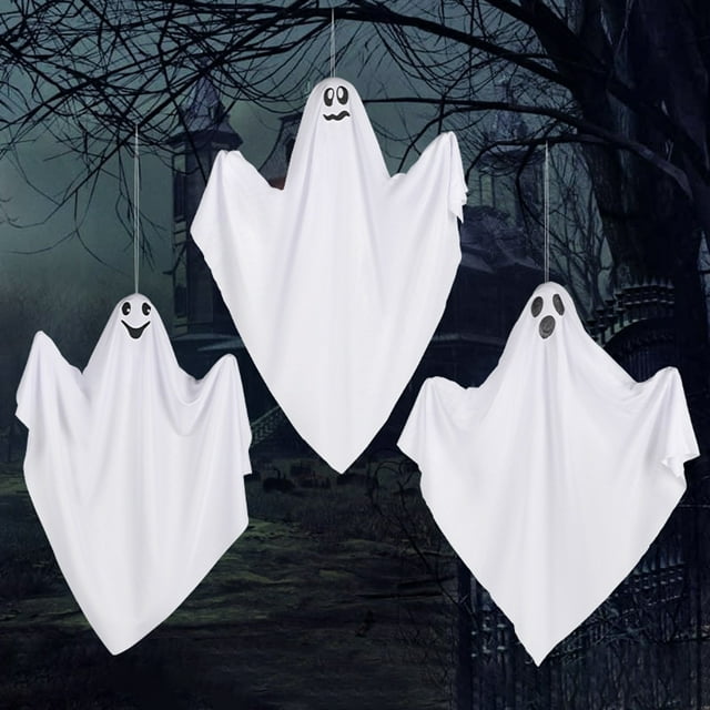 Halloween Hanging Ghost Spooky LED Light Up Battery Operated Flying ...