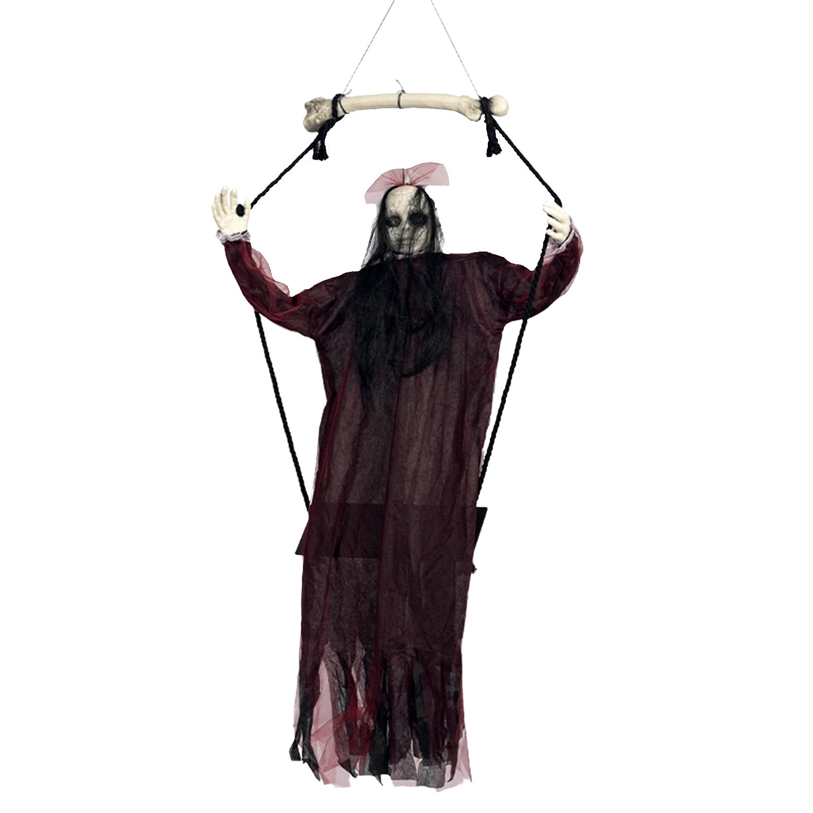 Halloween Hanging Ghost With Voice Activation Glowing Eyes Creepy ...