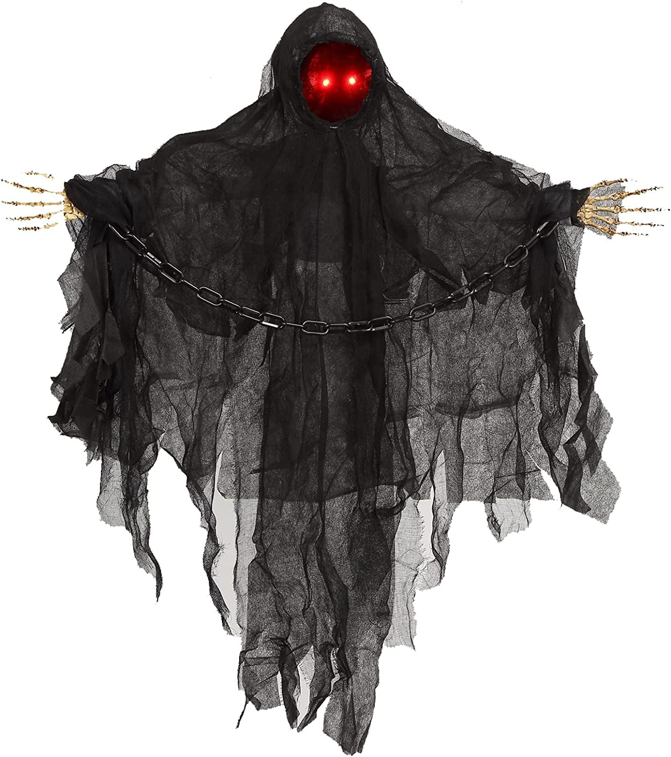 Halloween Hanging Grim Reaper with Chain + LED Eyes + Creepy Sound ...