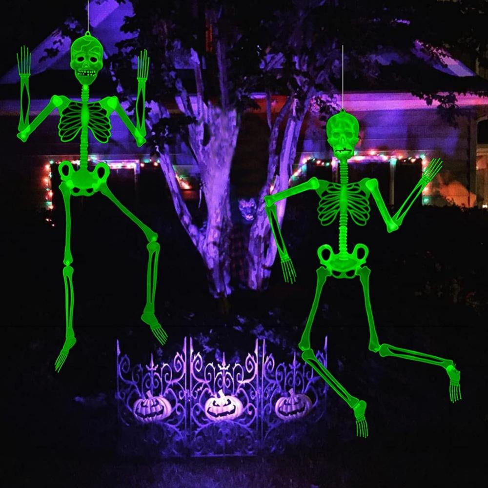 Halloween Hanging Luminous Skeleton Decorations, Full Body Glow-in-The ...