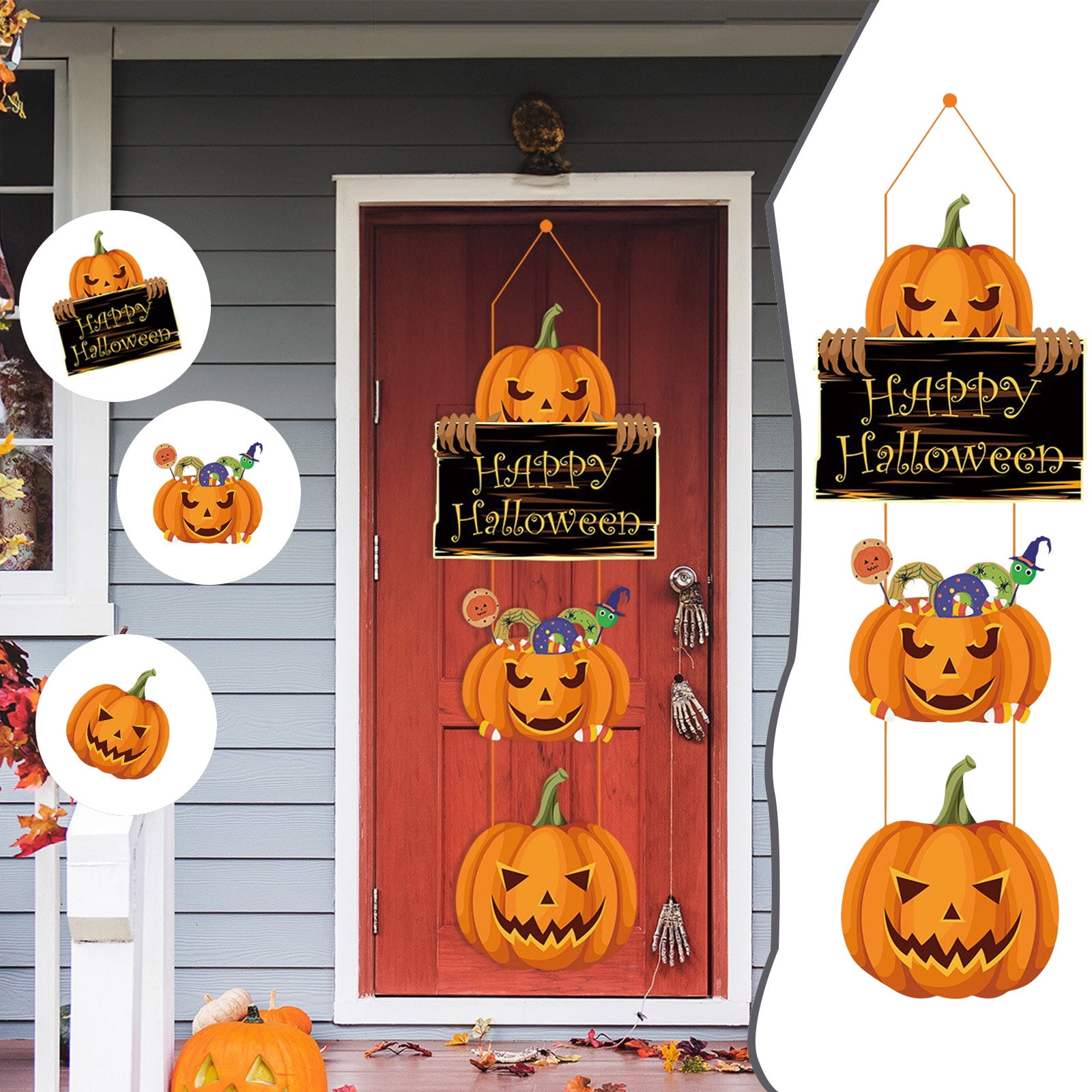 Halloween Hanging Pumpkin Decorations, Happy Halloween Banner Sign ...