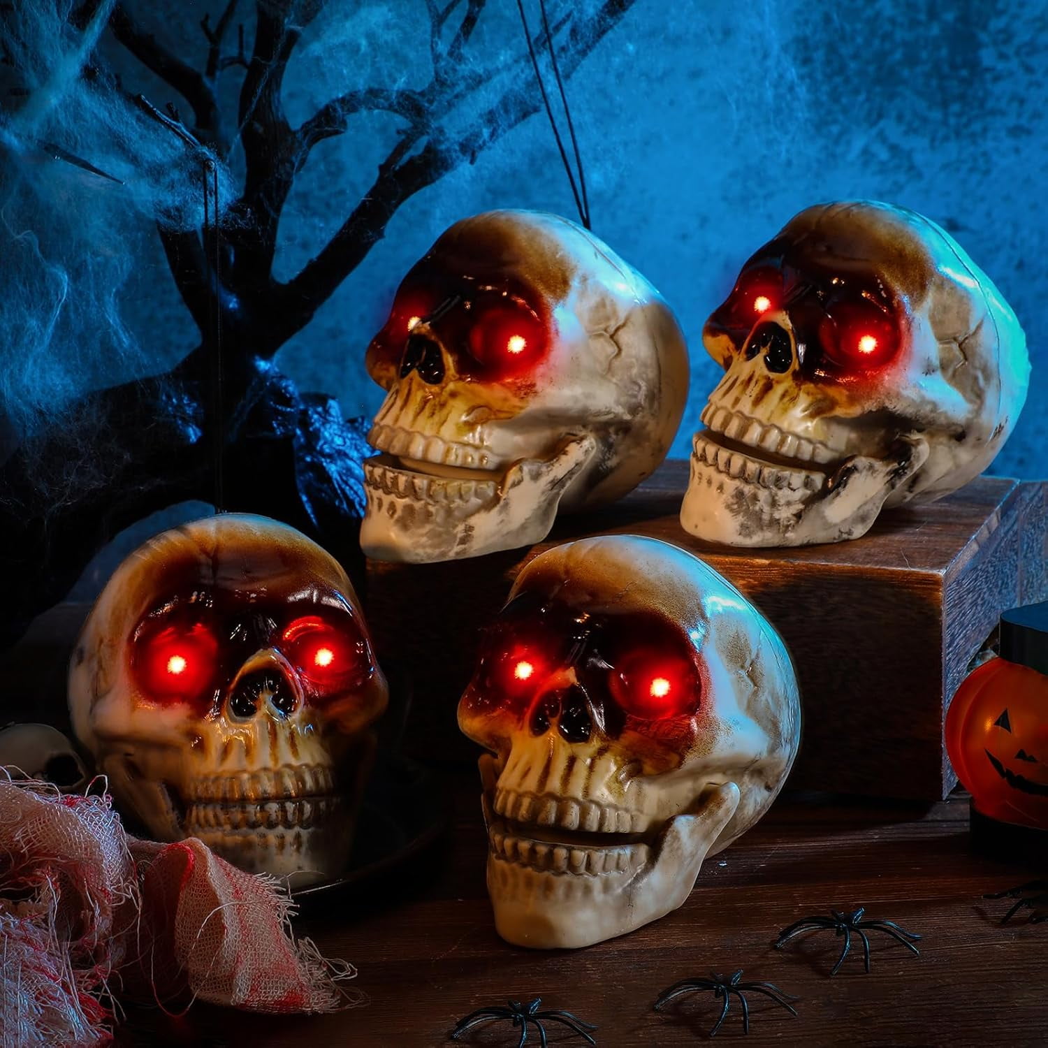 Halloween Hanging Skull Heads Animated Skeleton Head with Creepy Voice ...