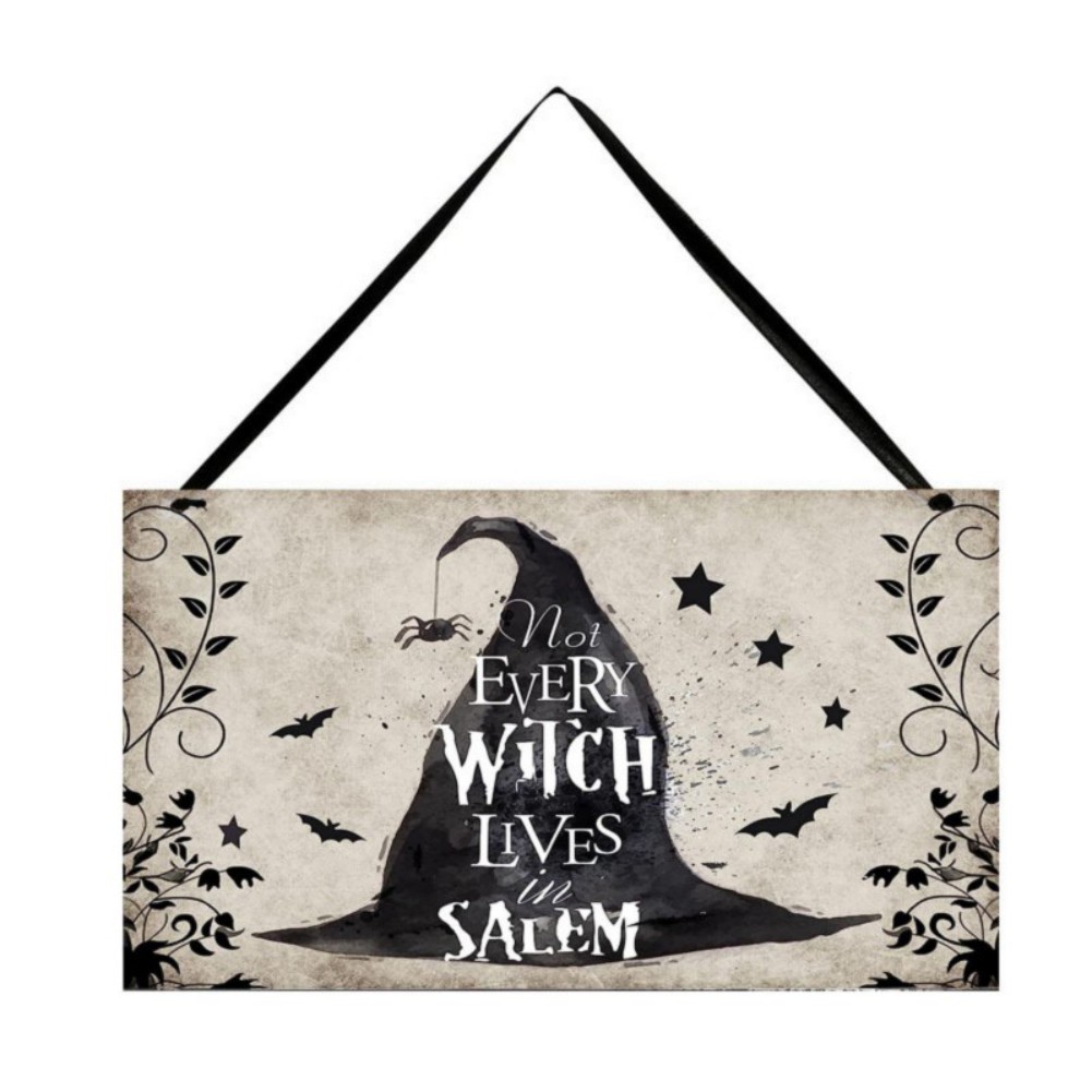Halloween Hanging Welcome Sign Trick or Treat Wooden Plaque Board for ...