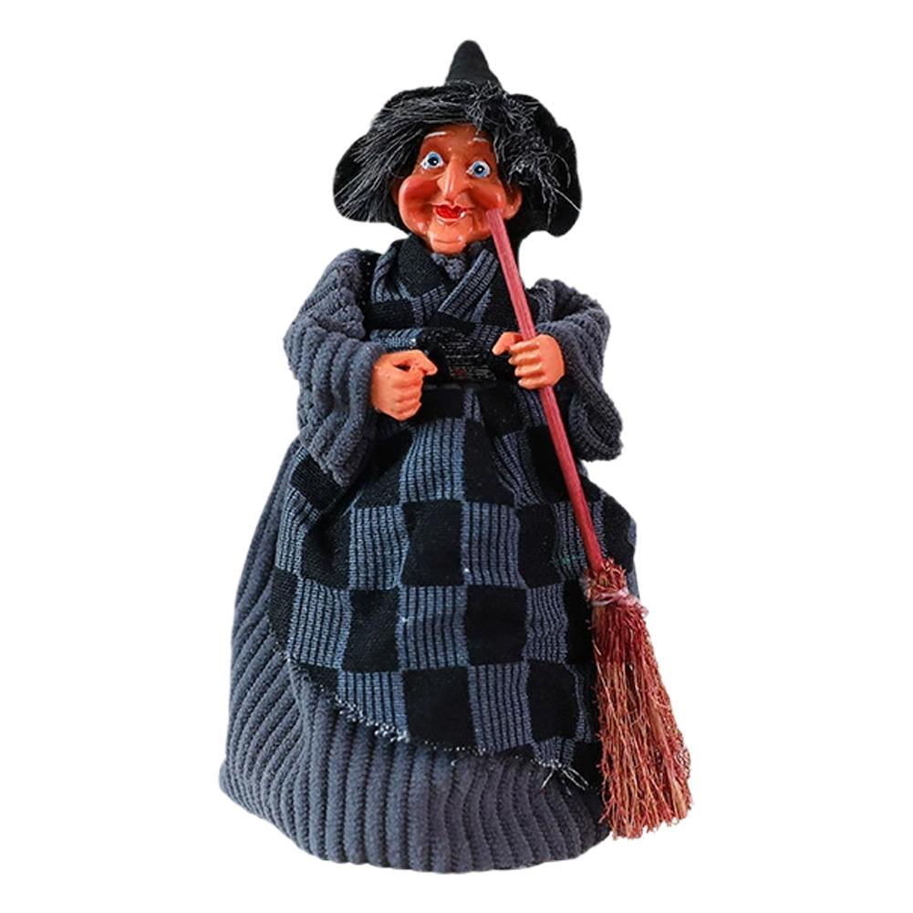 Halloween Hanging Witch Broom Figurine, Spooky Gothic Swinging Handmade ...