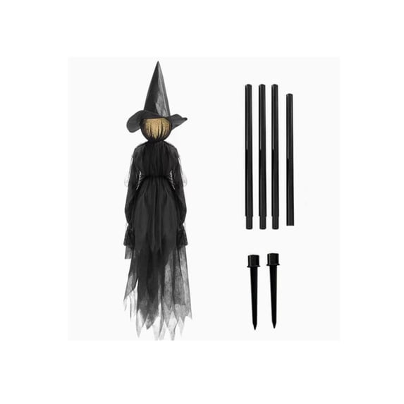 Halloween Hanging Witch Decoration, Light Up Animated Witch with Color ...