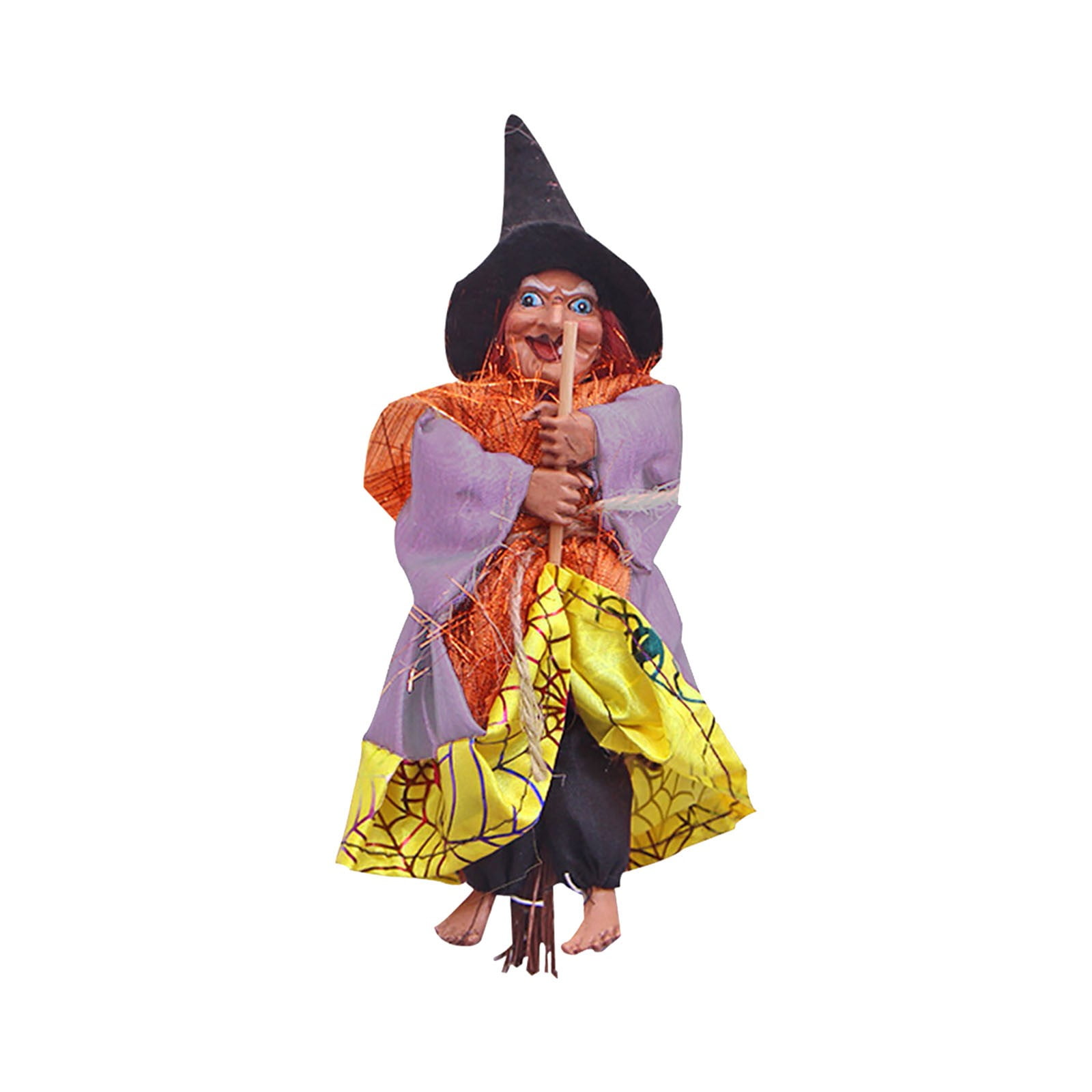 Halloween Hanging Witch Flying Witches Broom Wizard Scary Hanging Ghost ...