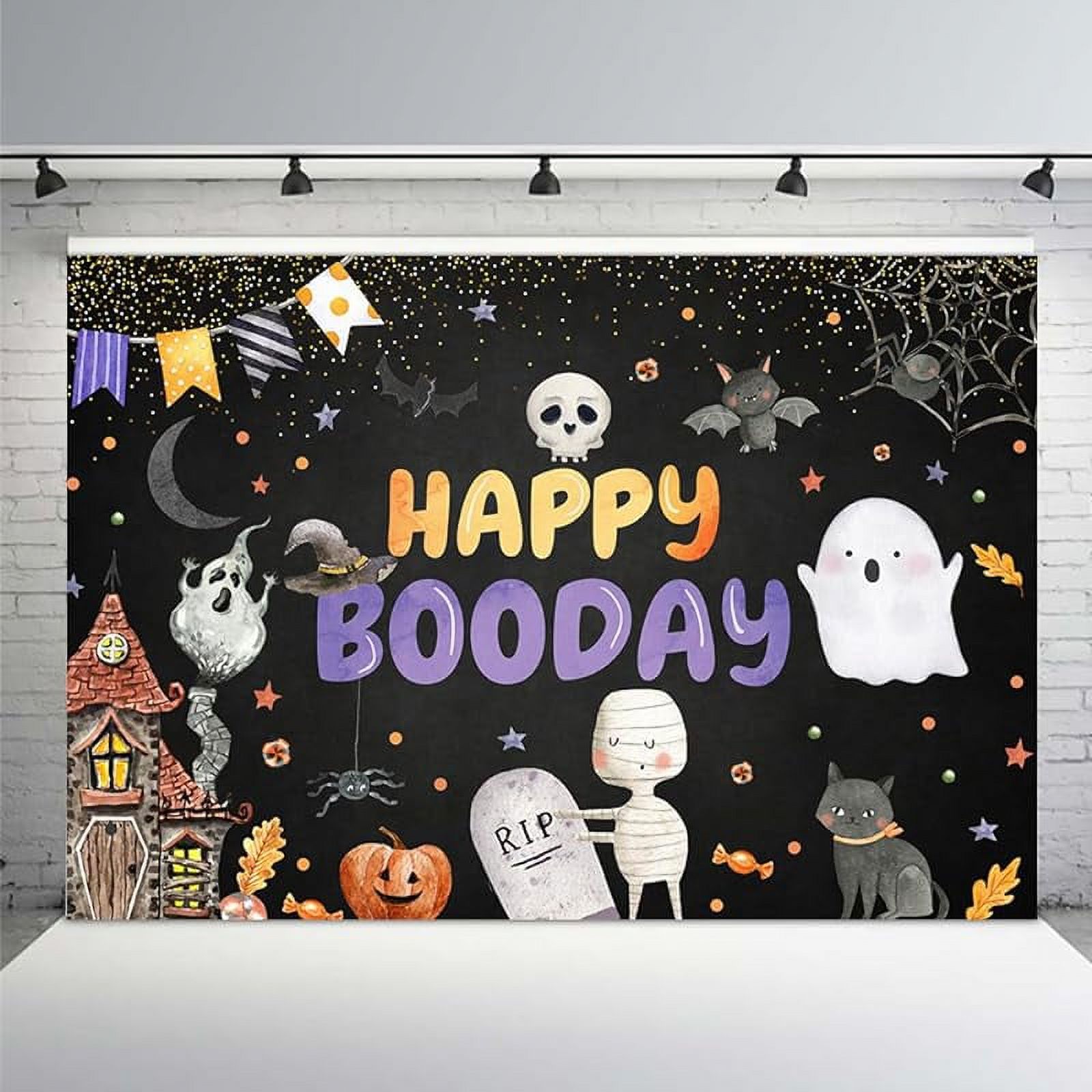 Halloween Happy Birthday Backdrop Happy Booday Little Boo Party ...