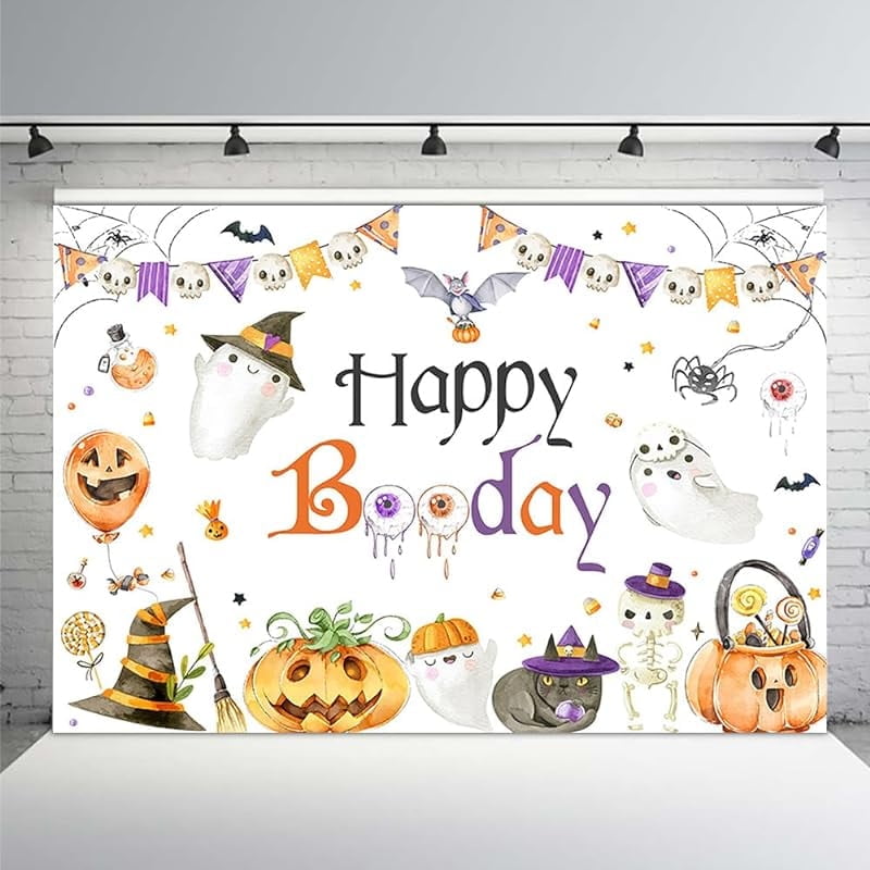Halloween Happy Birthday Backdrop Happy Booday Little Boo Party ...