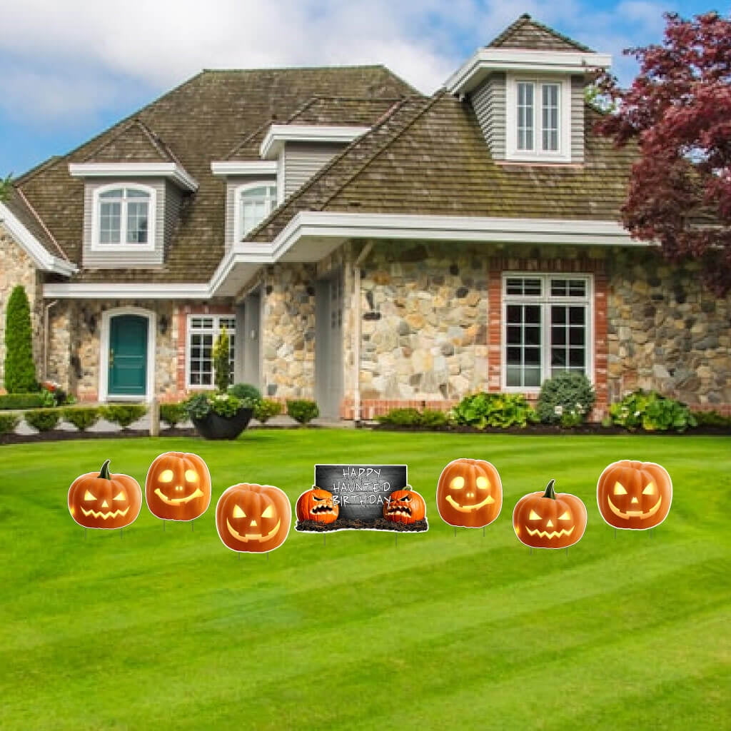 Halloween Happy Haunted Birthday Scary Pumpkins Yard Sign 7 pc set ...