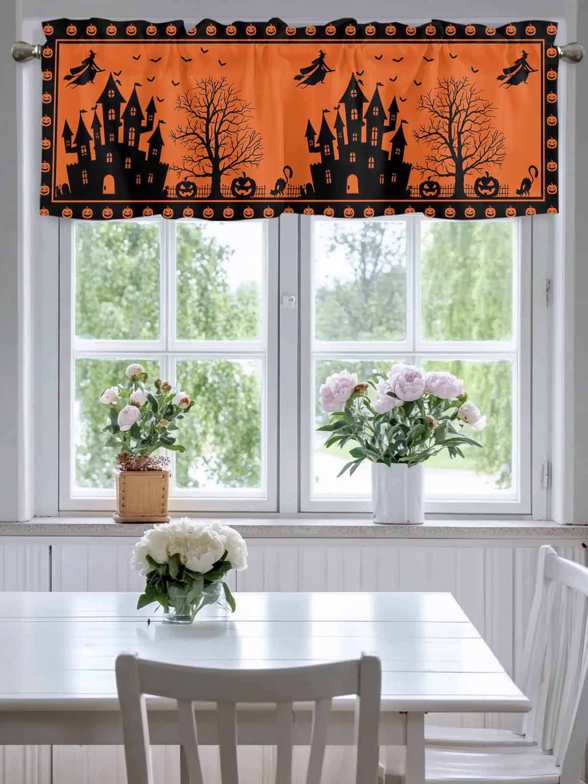 Halloween Haunted Castle Pumpkin Dead Trees Valances for Windows ...